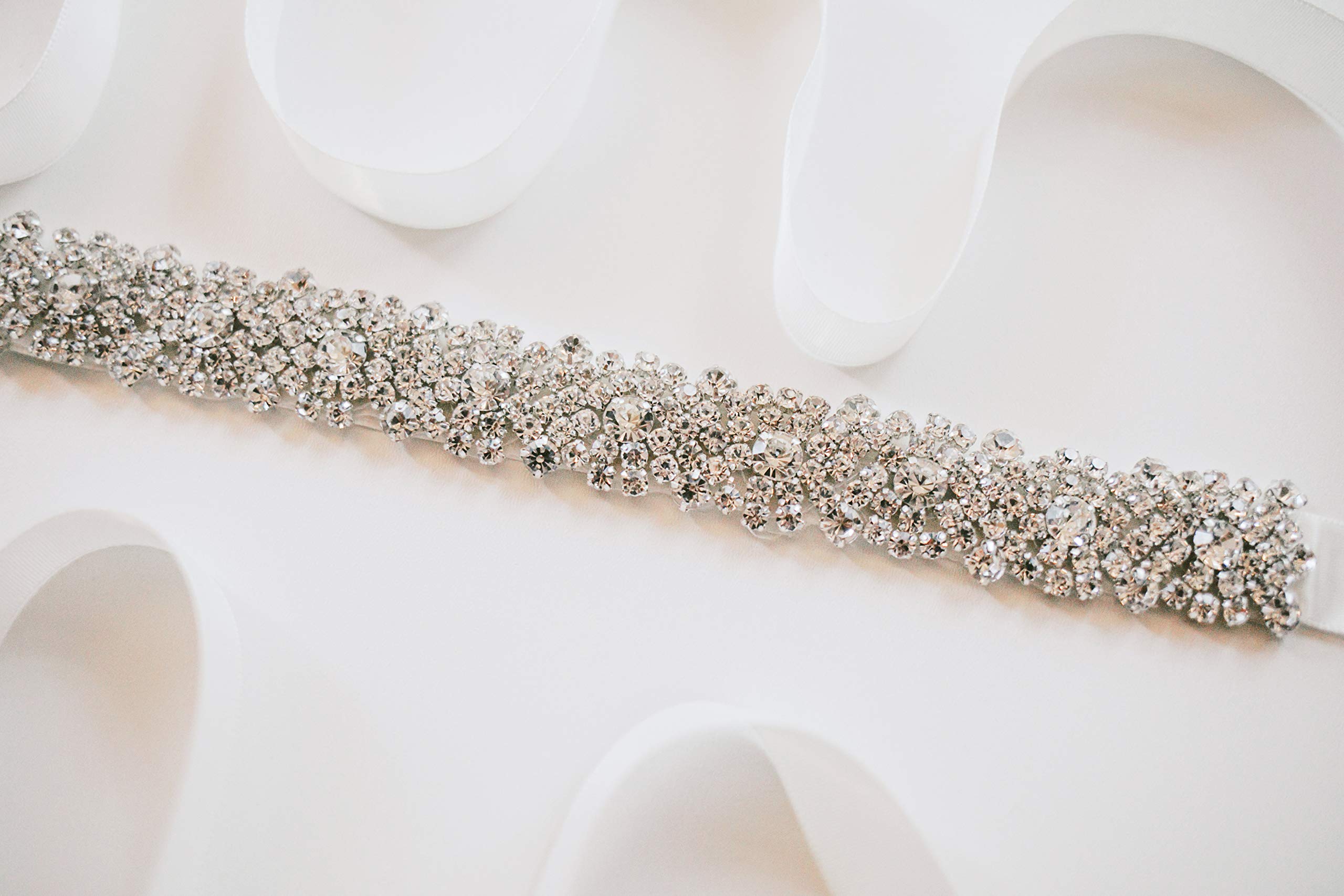 Remedios Rhinestone Bridal Belt Bridesmaid Sash Crystal Wedding Belt Women Dress Accessories, Ivory