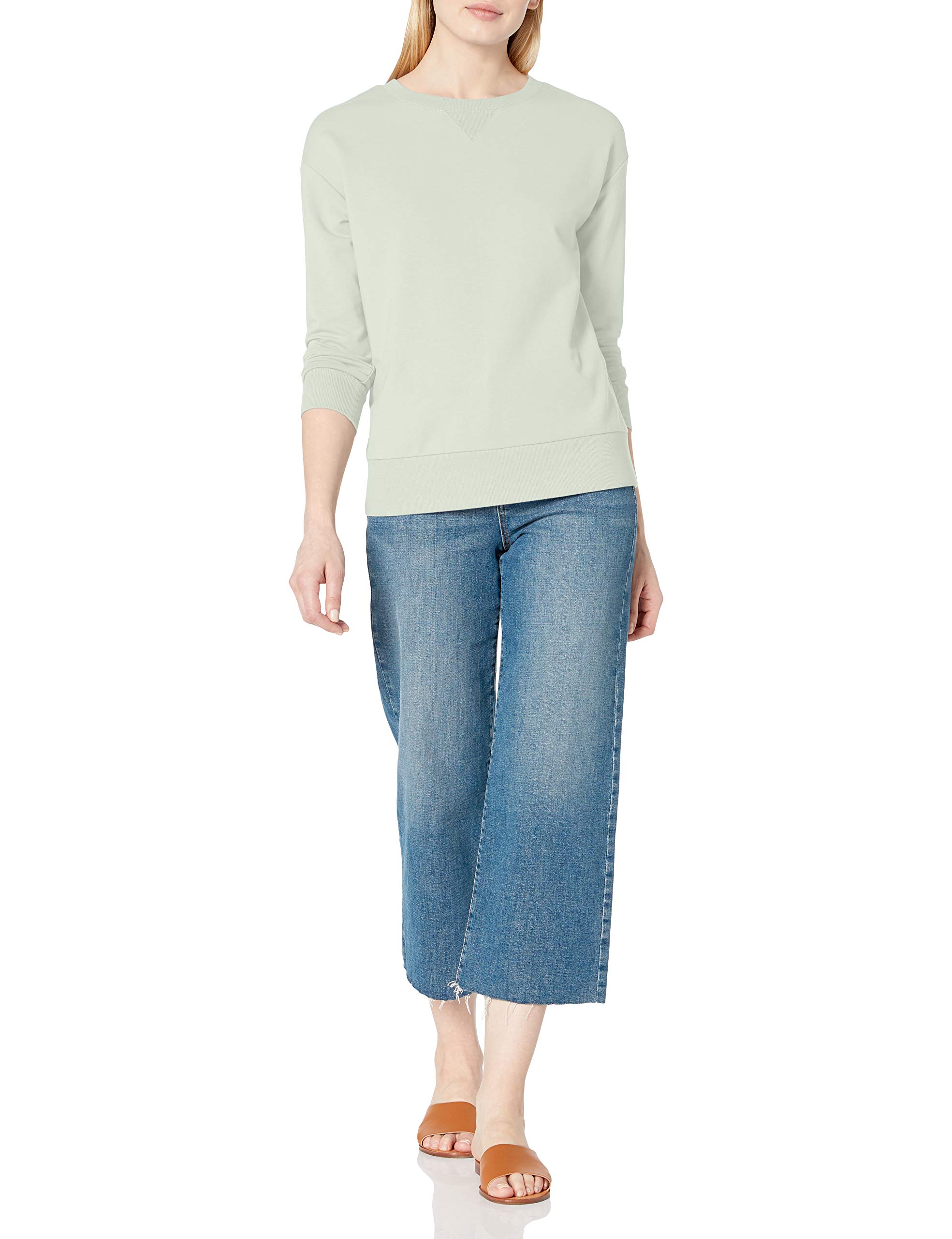 Daily Ritual Women's Terry Cotton and Modal Oversized-Fit Long-Sleeve Crewneck Sweatshirt, Light Green, Large