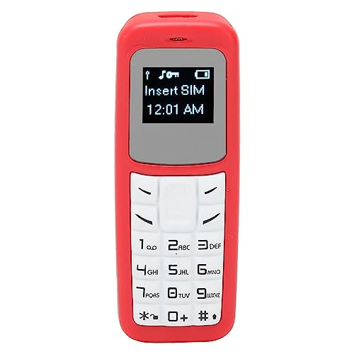DAUZ Mini Mobile Cell Phone, Compact ABS Lightweight Mini Cell Phone for Travel (Red)