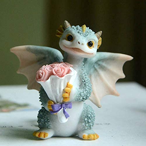 ZHF Rex Green Dragon-Mini Collection Fantasy Statue Cute Dragon Statue Landscape Small Sculpture Garden Crafts Desk Decoration Desk Decoration Home Collectibles (C)