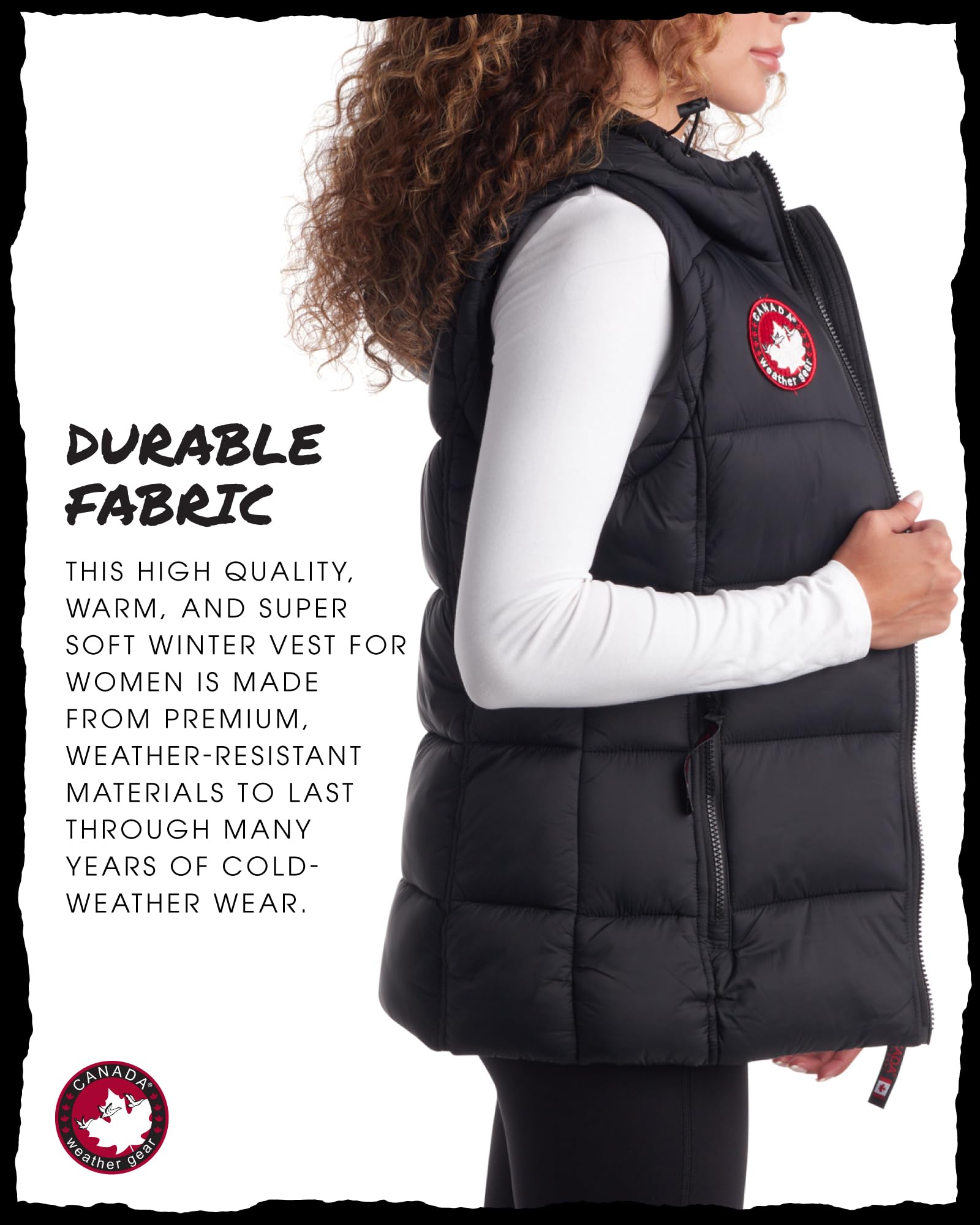 CANADA WEATHER GEAR Women’s Vest - Quilted Puffer Vest - Outerwear Sleeveless Jacket, S-XL, Size Medium, Black