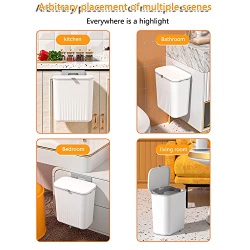Hanging Kitchen Trash can with lid, Double-Sided Open lid Design, Kitchen Trash can, Kitchen Cabinet Door Hanging Wall Storage Bucket, Kitchen Compost bin, Door Hanging Mounted Trash can