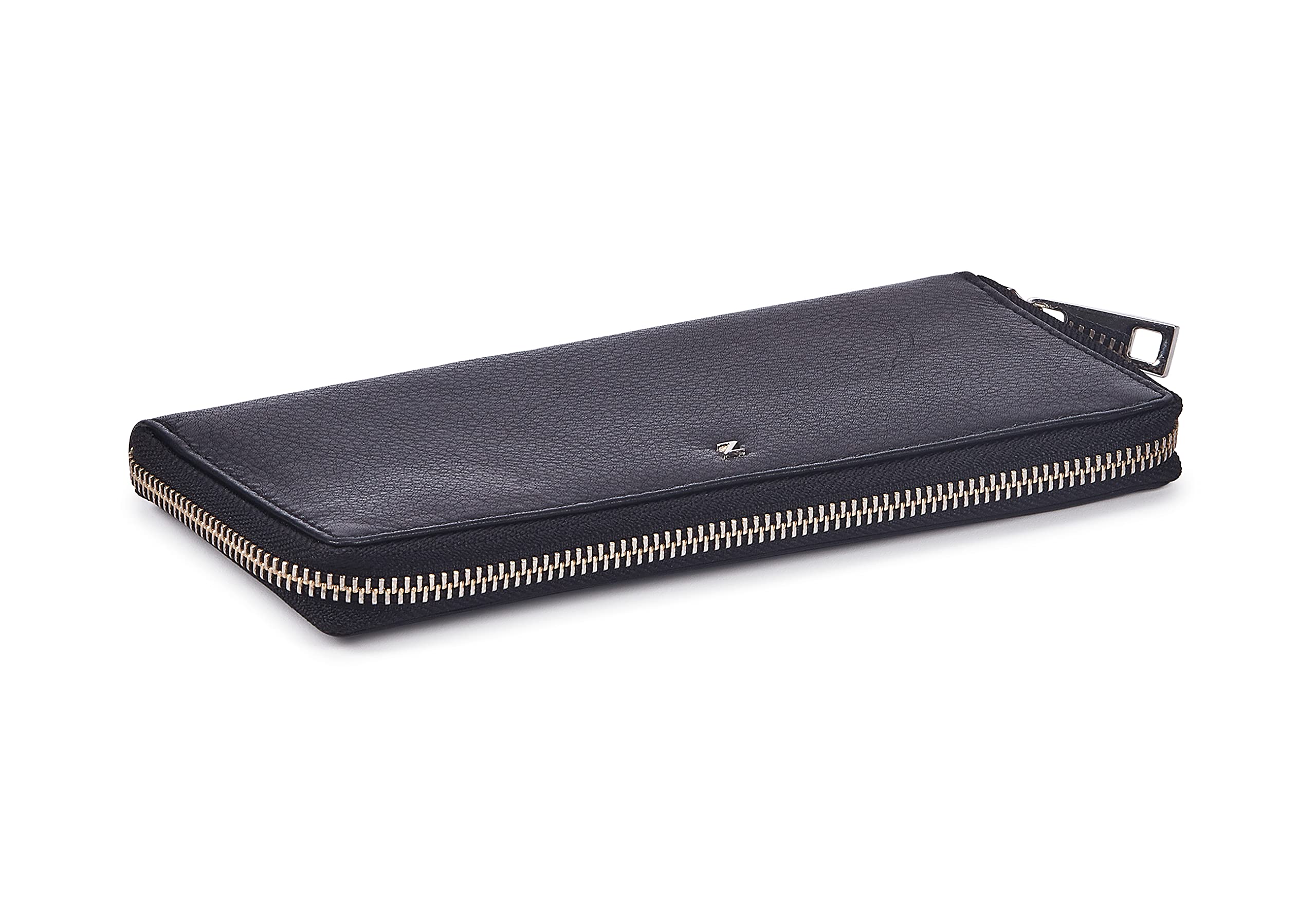 Zinda Genuine Leathers Women’s Wallet Zip Around Long Purse RFID Protection (Black)