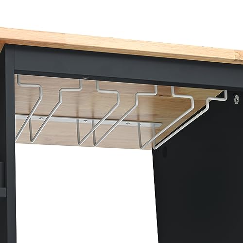 Kitchen Island Cart, Kitchen Carts on Wheels with Storage, Moveable Multipurpose Kitchen Island Cabinet with Shelves, Countertop, Wine Rack for Dining Room, Home, Bar, Black