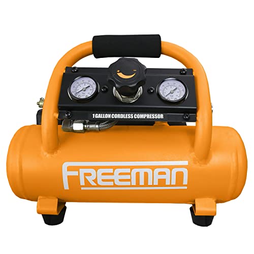 Freeman PE20V1GCK 20 Volt Cordless 1 Gallon 1/3 HP Portable Air Compressor Kit with Lithium-Ion Battery and Charger β 700 Shots per Charge