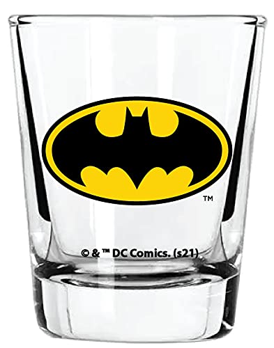 DC Comics Justice League Shot Glass Set - 2 oz. Capacity - Set of 4 Shot Glasses - Superman, Batman, Wonder Woman, Flash Clear