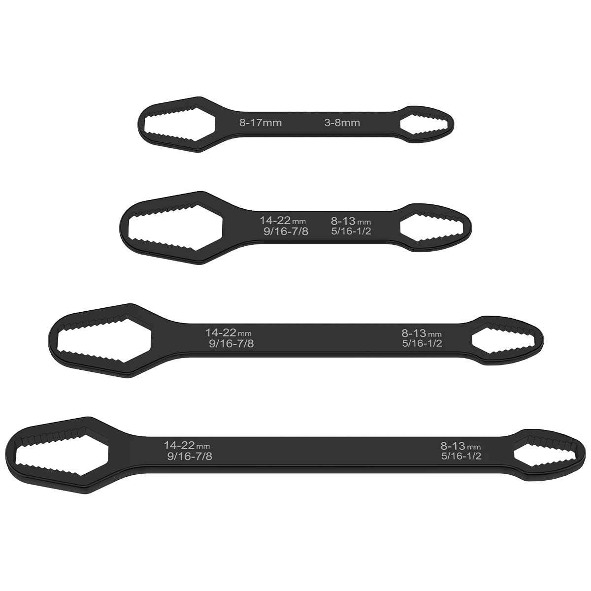FUYGRCJ 4pcs Self-Tightening Multifunctional Wrench Set, 8-22mm, Chrome Vanadium Steel