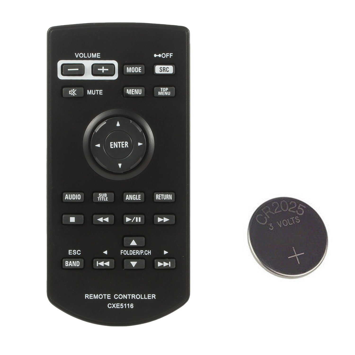 Remote Control for Pioneer AVHX3500BHS AVH-X3500BHS AVH-X4500BT AVHX4500BT AVH-X5500BHS AVHX5500BHS AVH-X1600DVD AVH-X2600BT AVH-X3600BHS AVH-X4600BT AVH-X5600BHS with Battery Installed