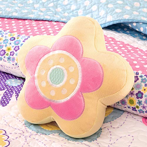 Mi Zone Kids Crazy Daisy Bedding For Girls Reversible Quilt Set - Sky Blue, Pink , Flowers, Butterfly, Polka Dots Reverse β Ultra Soft Microfiber Coverlet, Twin 3 Piece