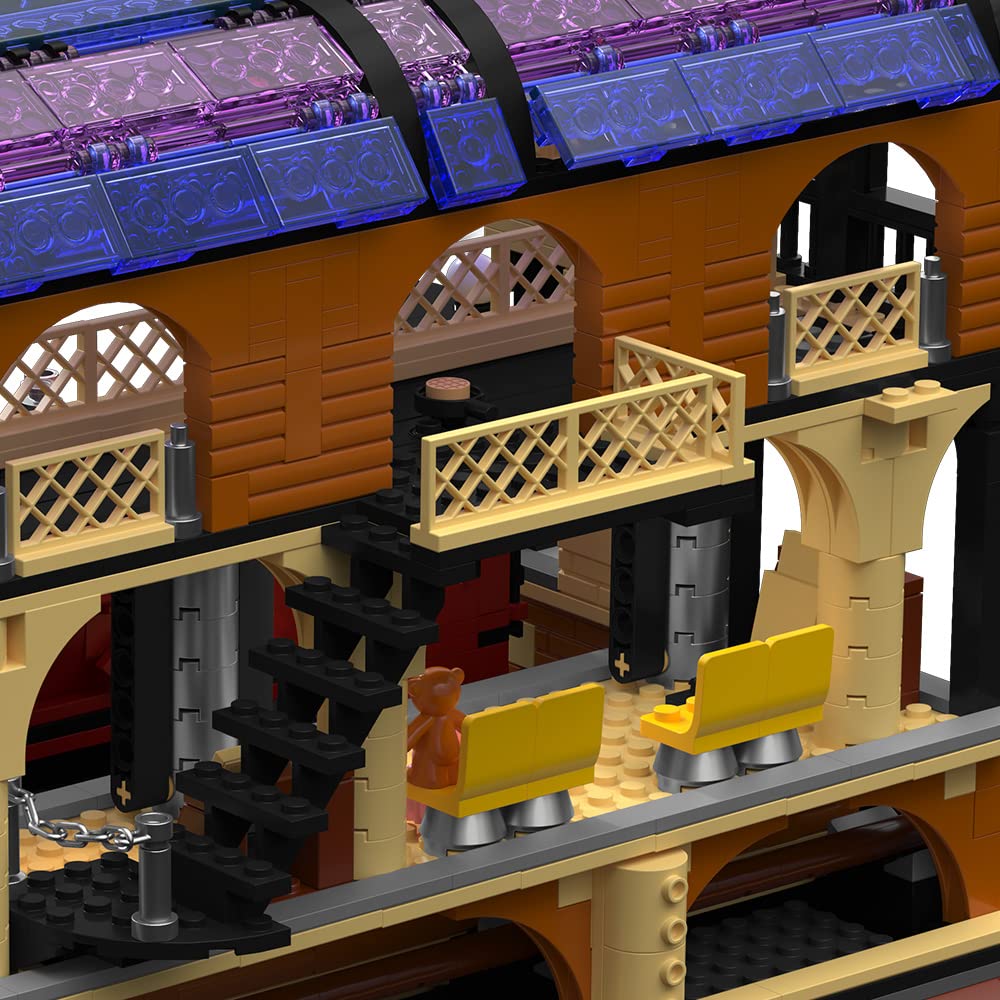 EDGKODK Retro Steam Magic Harry Express Building Kits, Collector's Edition Train Station Building Toys for Adult Challenge, 1308 Pieces Mini Bricks