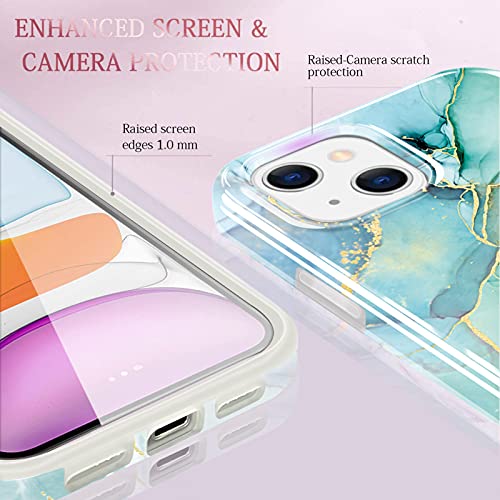 luolnh Gold Glitter Sparkle Case Compatible with iPhone 13 Mini Case Marble Design Shockproof Slim Soft Silicone TPU Bumper Cover Phone Case for iPhone 13 Mini 5.4 Inch 2021-Abstract Mint