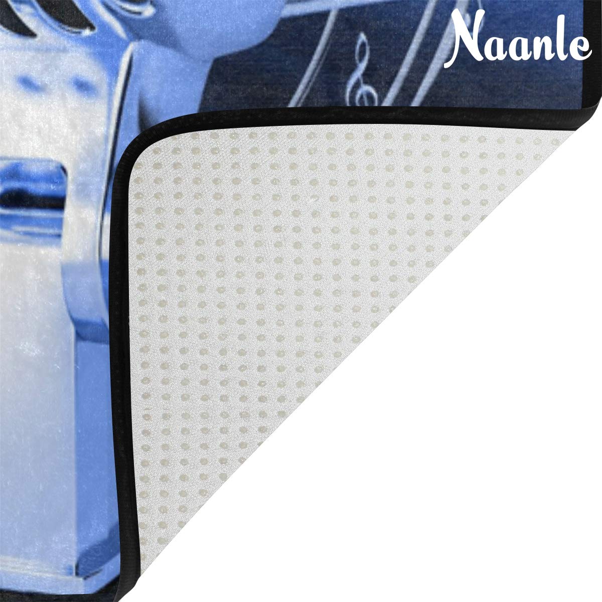Naanle Music Musical Area Rug 5'x7', Microphone with Music Notes Polyester Area Rug Mat for Living Dining Dorm Room Bedroom Home Decorative