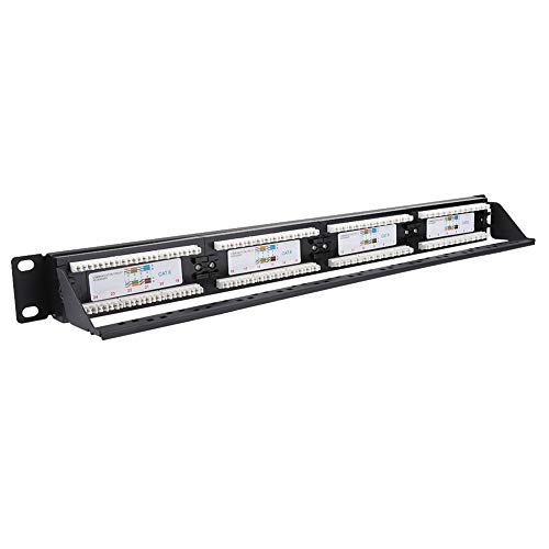 FECAMOS CAT6 Patch Panel, Data Patch Panel High Strength 24 Port Steel Neatly Arranged for Modular Equipment