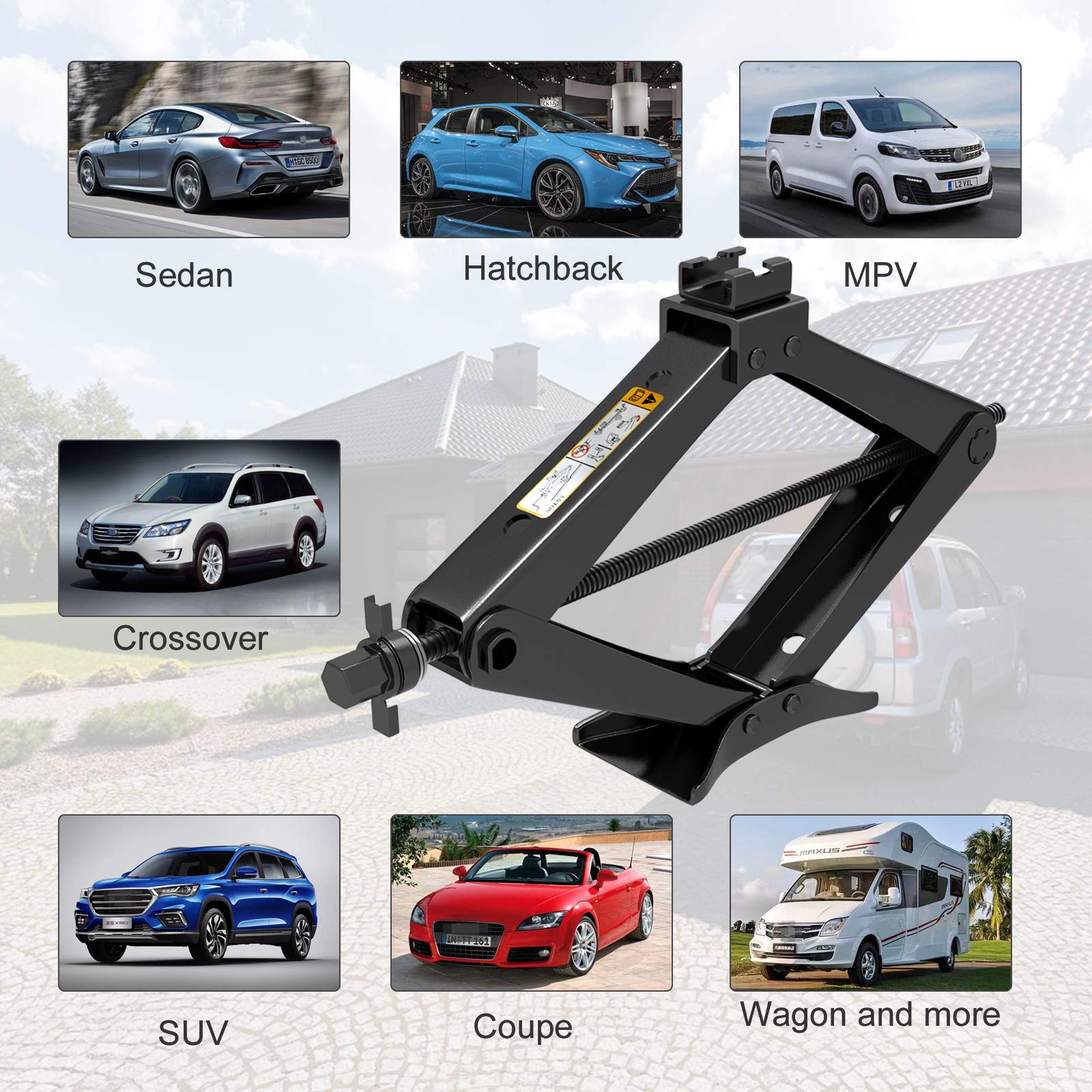 IMAYCC Scissor Jack for Car/SUV/MPV - Heavy Duty 3.0 Ton (6614 lbs) Car Jack kit with Hand Crank Trolley Lifter, Portable Emergency Tire Change kit with Wheel Wrench.