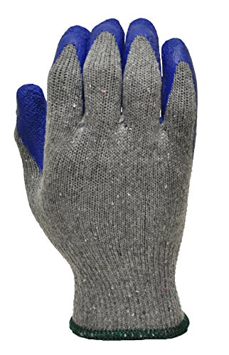 G & F 1511L-DZ Rubber Latex Coated Work Gloves for Construction, Blue, Crinkle Pattern, Men's Large (Sold by dozen, 12 Pairs)
