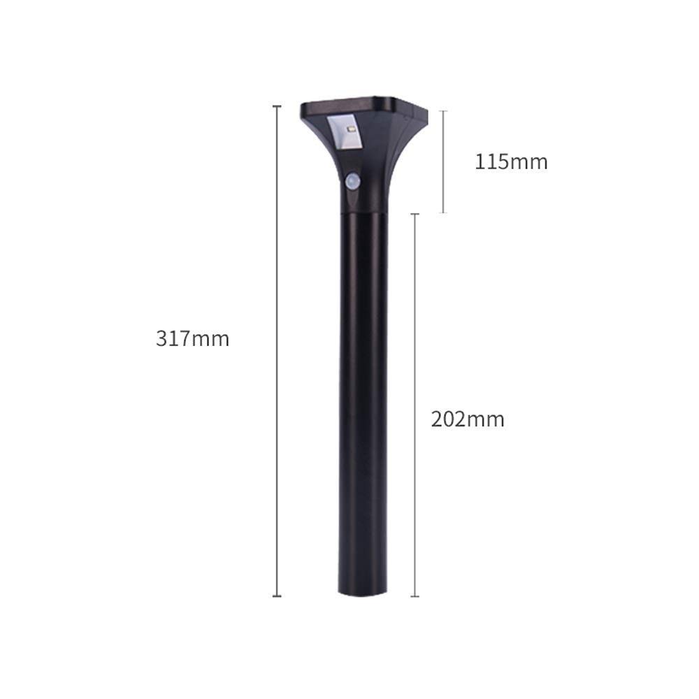ZMY LED Solar Black Induction Pillar Light Outdoor Garden Lawn Post Lighting Landscape Home Column Lantern Waterproof Modern Simple Aluminum Pathway Fixture