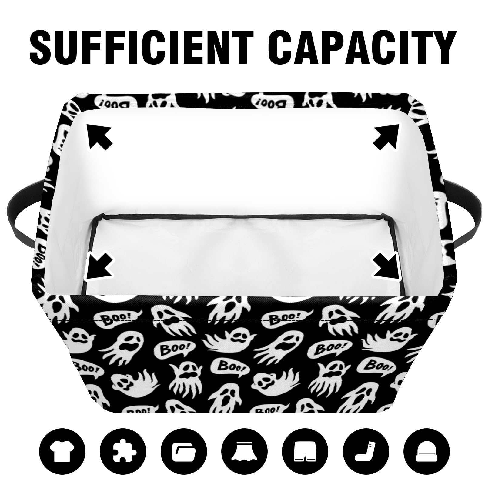 Halloween Pumpkin With Candies Storage Basket Large Foldable Storage Bin Cube Collapsible Organizer for Pantry Bedroom Decor