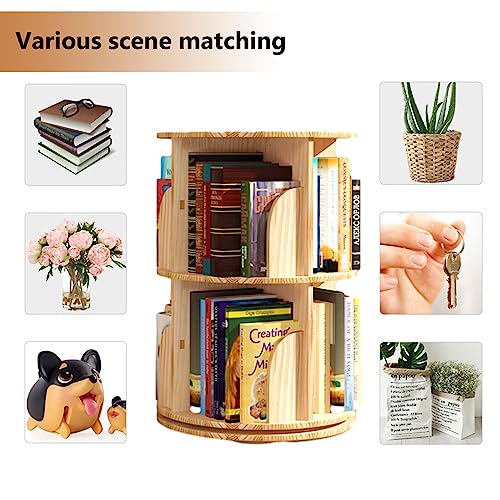 Lexza Bookshelf for Kids,2 Tier 360° Rotating Stackable Shelves Bookshelf Organizer, Standing Bookcase Storage Rack, Bookshelves for preschoolers' classrooms,Daycare,bedrooms,Nursery,playrooms.