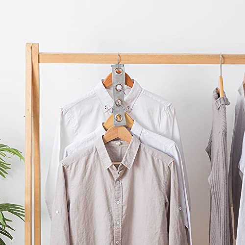 KLEVERISE 12 PCS Space Saving Closet Hanger Connector Extender Organizers - Odorless Wonder Space Saver Hanger Extension Connections - Clothes Hanger Magic Cascading Band Gray