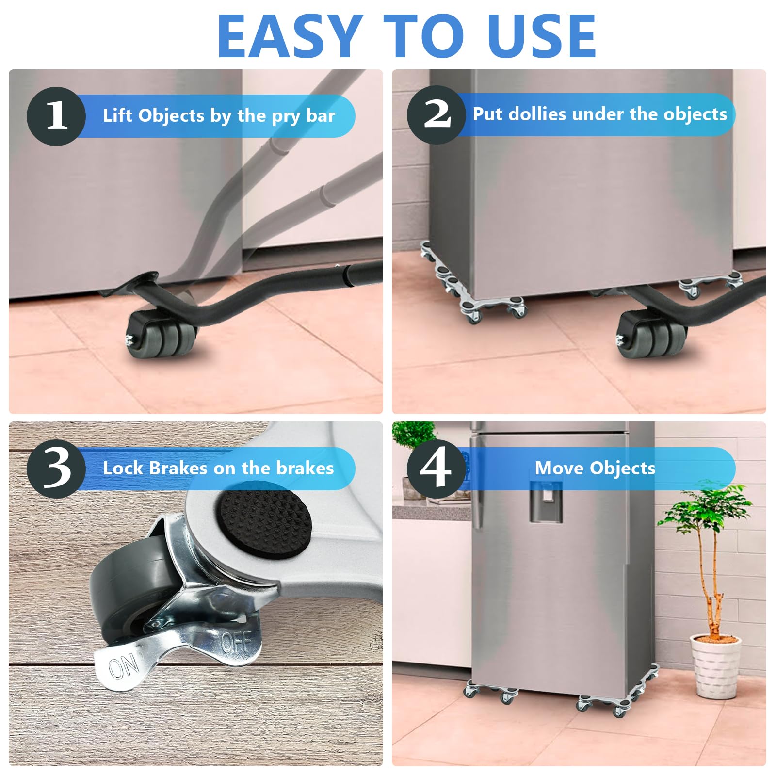 Furniture Movers with Wheels Set, Heavy Duty Furniture Dolly&Lifter Tool with 2000 lbs Load Capacity Easy Sliders Dolly for Moving Bed, Sofa, Tables, Refrigerators, Cabinet, Piano