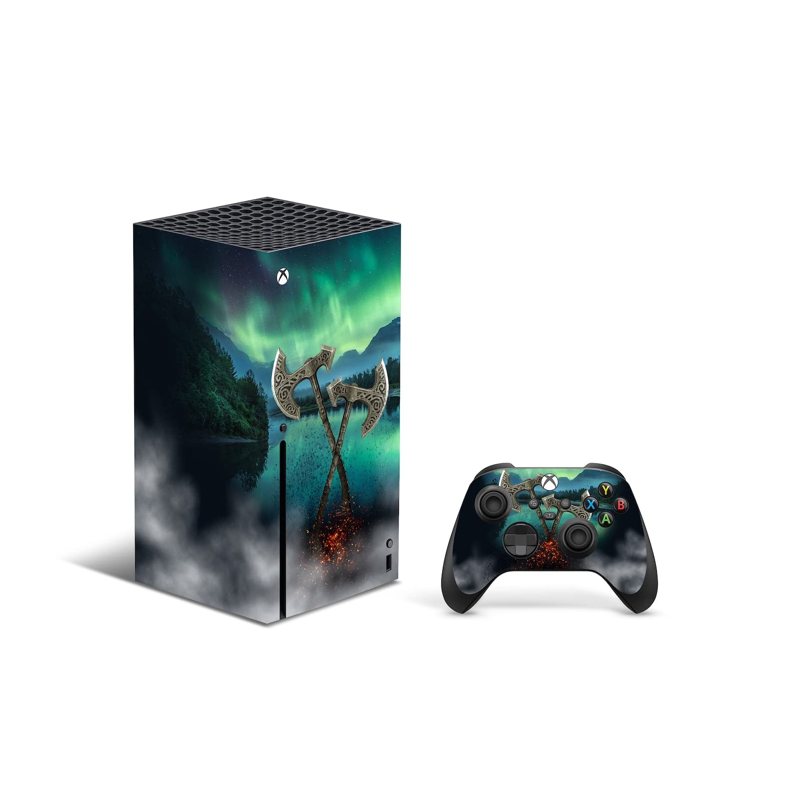 ZOOMHITSKINS Compatible with X1 Series X, Viking Green Black Sea Ocean Cloud Ship, Durable, Bubble-free, Made in USA