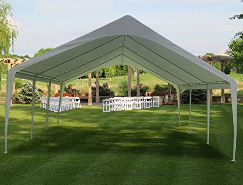 Impact 20' x 20' x 12' Portable Carport Garage Canopy, Outdoor Party Tent with 8 Dressed Legs, White