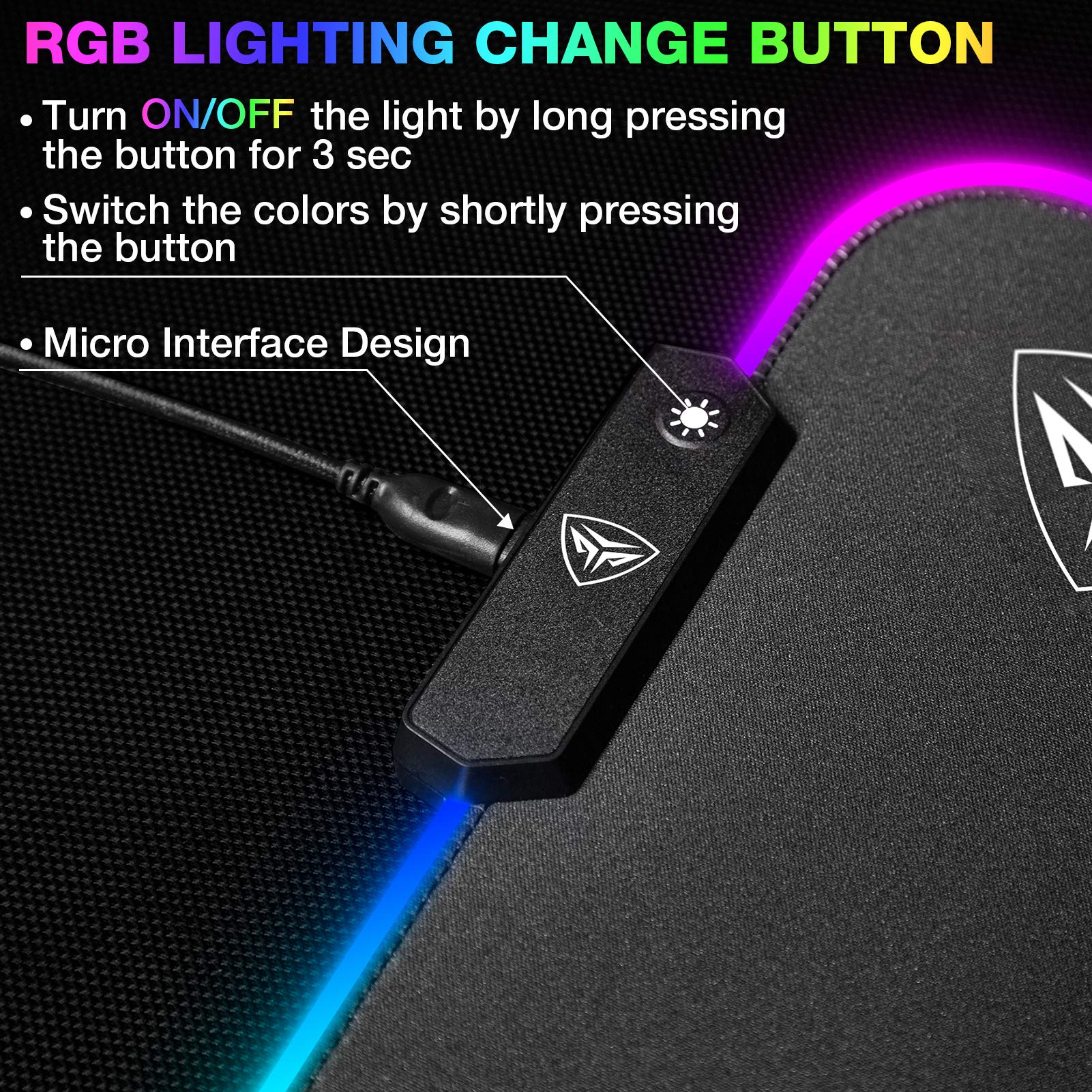 CP3 RGB Gaming Mouse Pad XXL 12 Lighting Modes Mouse Mat Large Anti-Slip Rubber Base and Waterproof PC Gaming Pad for Game and Work, 31.5 X 11.8 Inch
