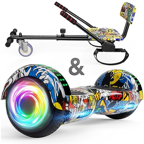SISIGAD Hoverboard with Seat Attachment, 6.5" Bluetooth Hoverboard with Seat Attachment