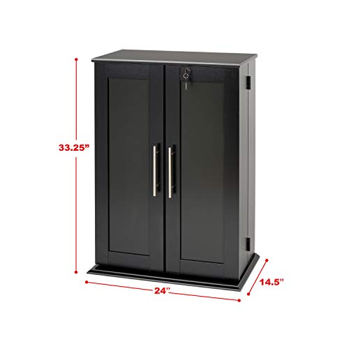 Prepac Locking Media Storage Cabinet with Shaker Doors Storage Cabinet, Black