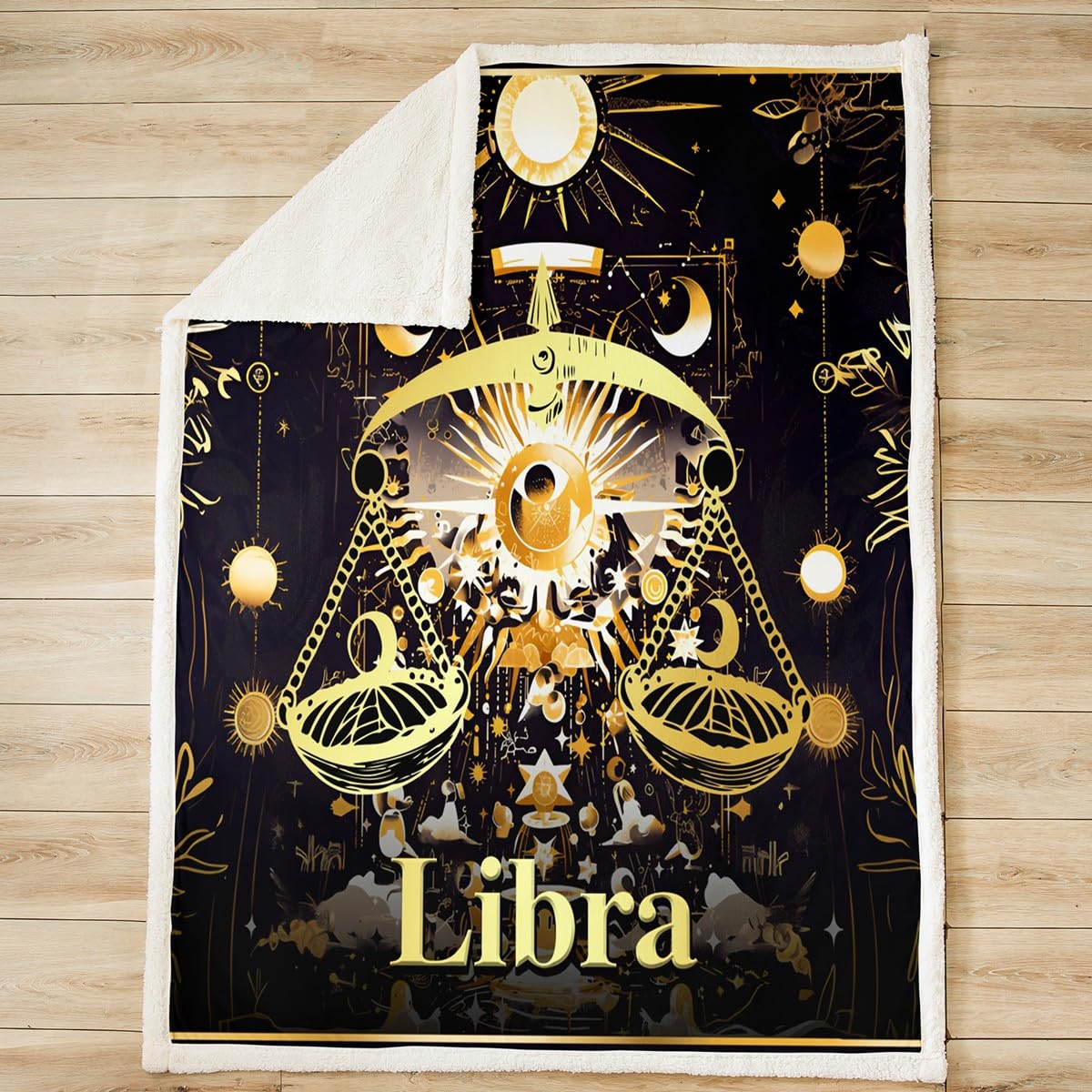 Feelyou Kids Twelve Constellations Fleece Throw Blanket Queen 90"x90" Libra Sherpa Blanket for Bed Sofa Couch Room Decorations Western Astrology Zodiac Plush Blanket Bohemian Fuzzy Blanket