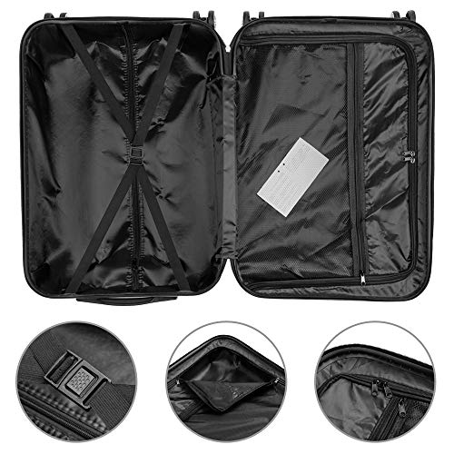 Karl home Luggage Set of 3 Hardside Carry on Suitcase Sets with Spinner Wheels & TSA lock, Portable Lightweight ABS Luggages for Travel, Business - Dark Grey (20/24/28)