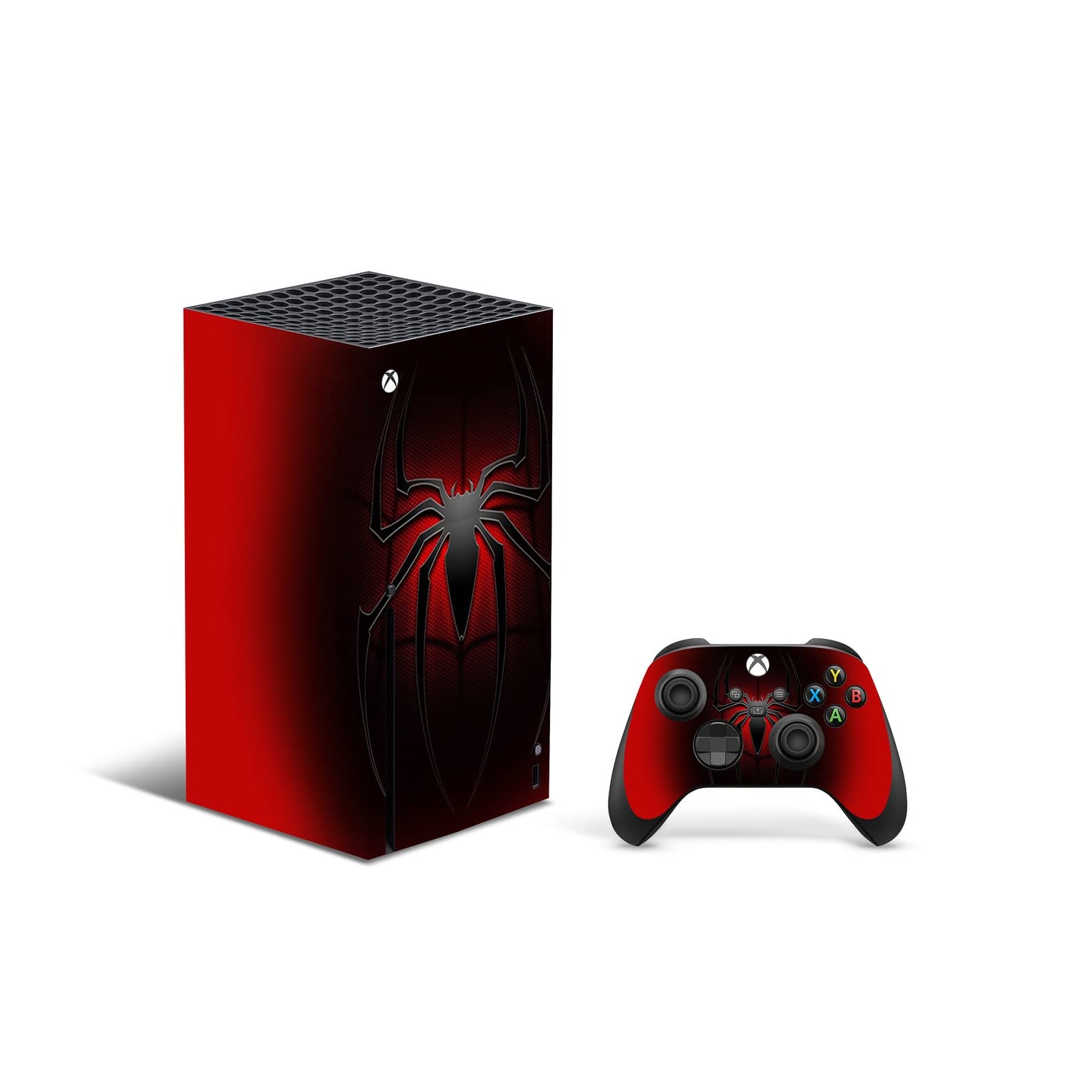 ZOOMHITSKINS Compatible with X1 Series X, Spider Red Black Neon Superhero Game, Durable, Bubble-free, Made in USA
