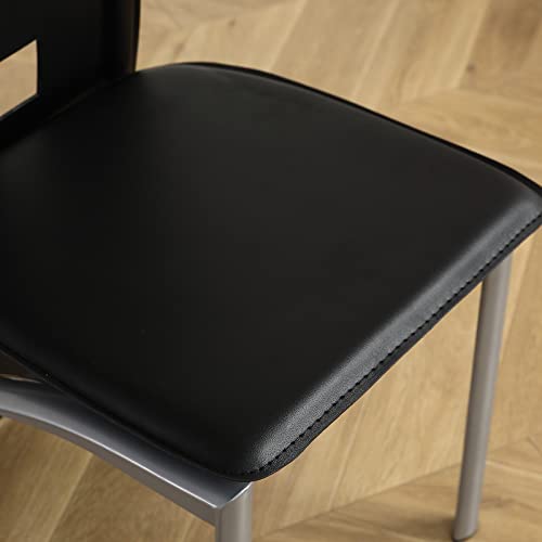 Karl home Modern Hollow Dining Chair Set of 4, Black Dining Chairs with PVC Backrest & Leather Cushion, Dining Chair for Kitchen & Dining Room, 300lbs Weight Capacity
