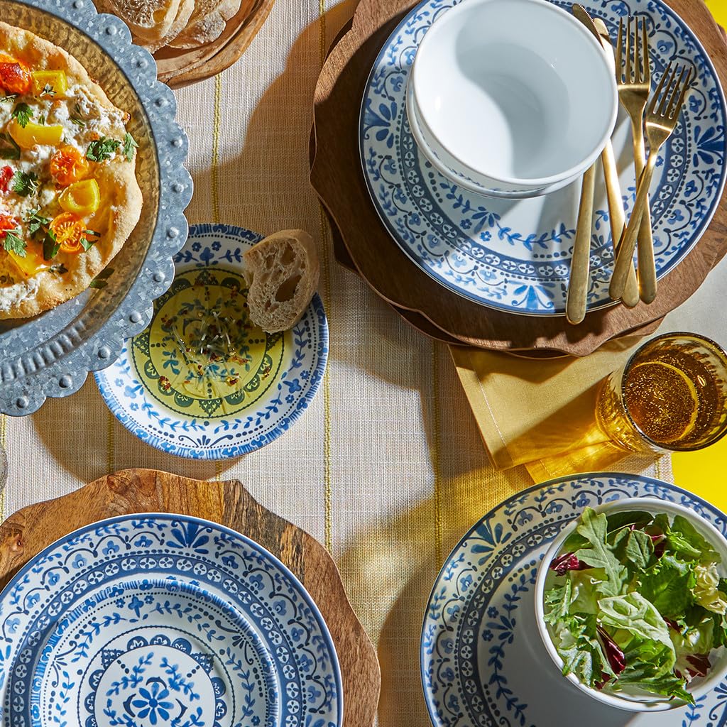 Corelle Vitrelle 4-Pieces 10.25" Glass Dinner Plates, Chip & Crack Resistant Glass Dinnerware Set Plates, Portofino