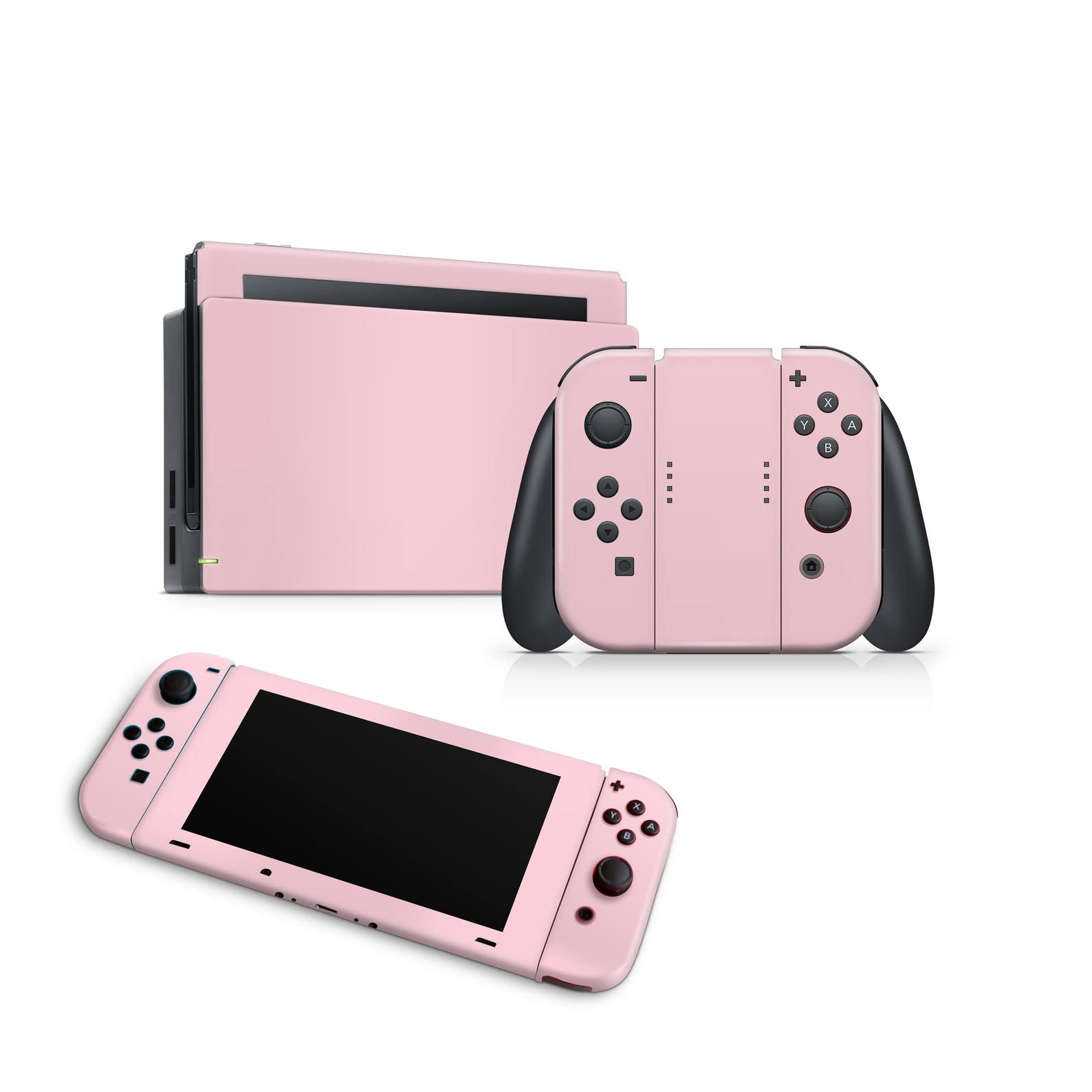 ZOOMHITSKINS Compatible with Switch Skin Cover Solid Color Pastel Pink Cute 3M Vinyl Decal Sticker Wrap, Made in The USA