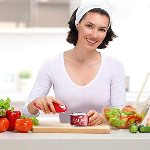 FlyBanbooElectric Can Opener, Restaurant can Opener, Smooth Edge Automatic Electric Can Opener Chef's Best Choice, Best Kitchen Gadget for Arthritis, Red, A239