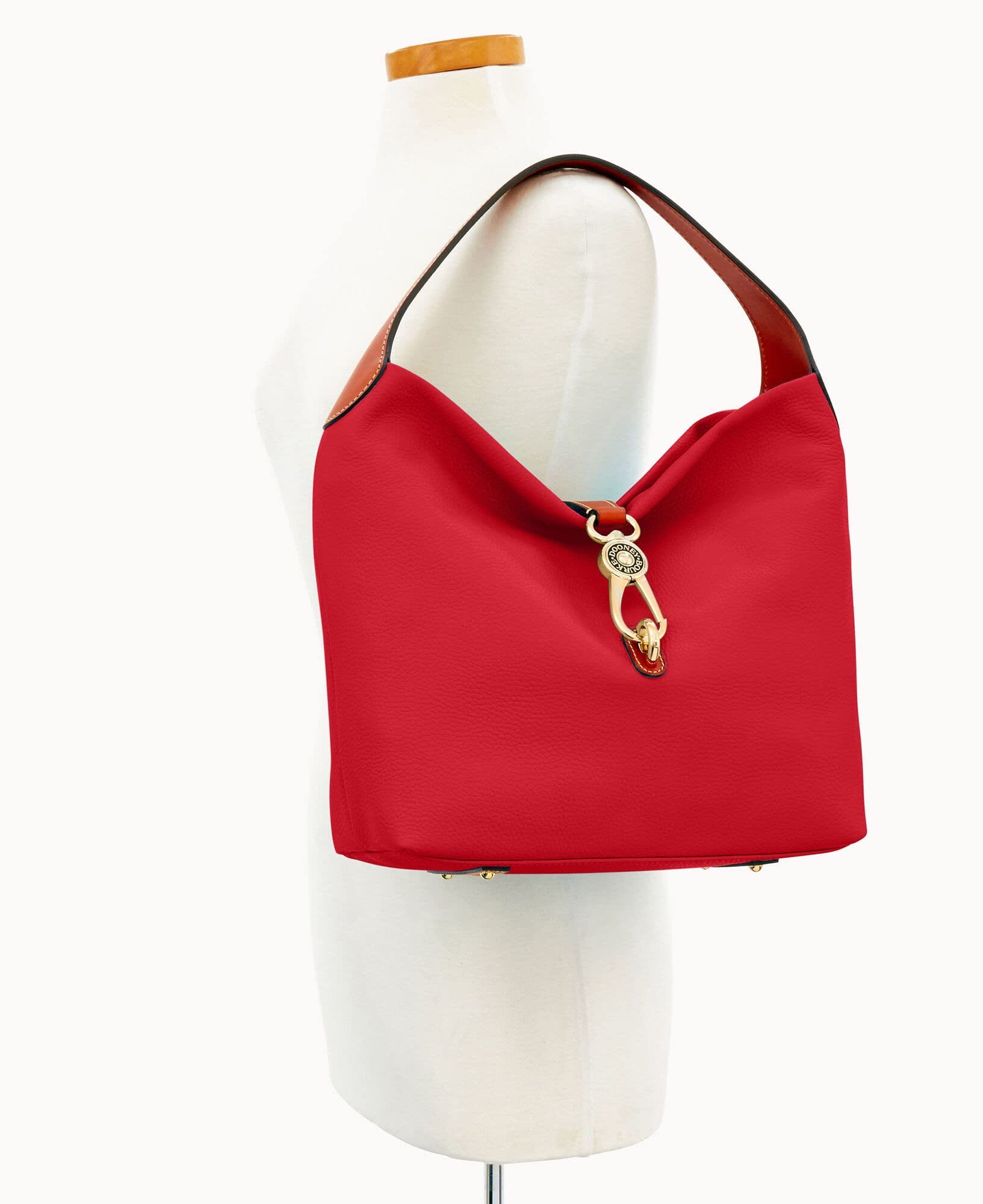 Dooney & Bourke Pebble Grain Logo Lock Shoulder Bag With Pouch (Red)