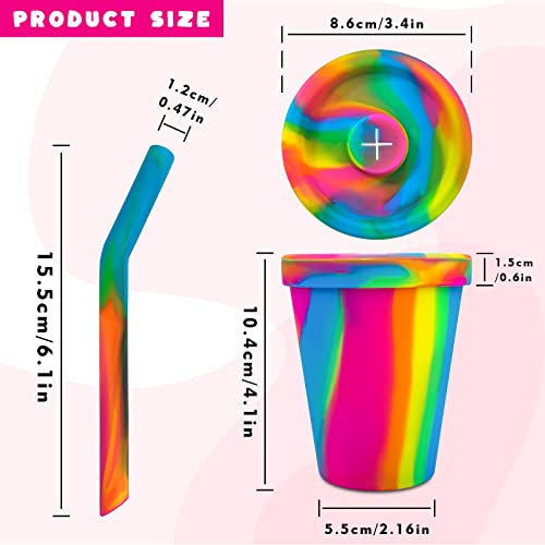 TQONEP Toddler Cups,Silicone Sippy Cups for Kids,Toddler Cups Spill Proof with Straws Leakproof Lid,Sippy Cups for Baby 6 Months,Applicable to Toddler & Kids,9 OZ(Rainbow+Yellow)