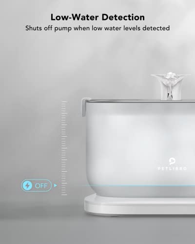 PETLIBRO Cat Water Fountain Stainless Steel with Wireless Pump, 2.5L/84oz Dockstream Automatic Pet Water Fountain for Cats Inside, Easy to Clean, BPA-Free Dog Water Dispenser with Two Flow Modes,White