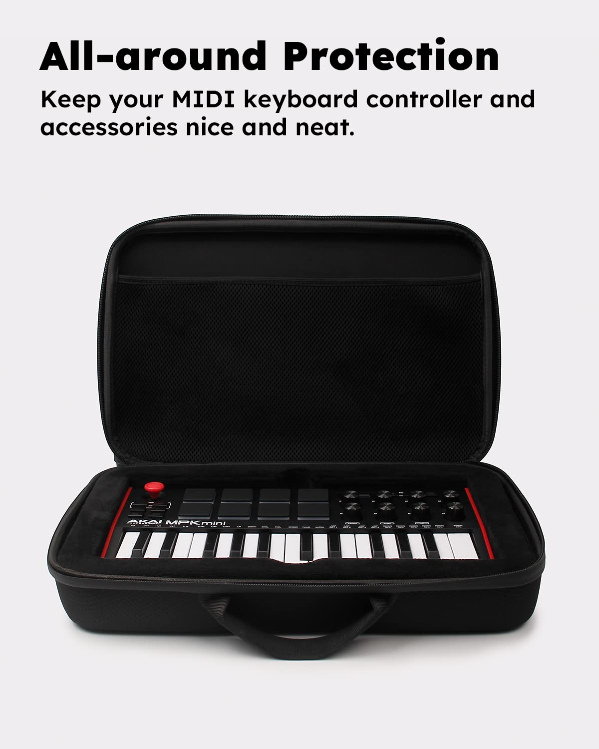 GadgetShield Travel Case for MIDI Keyboard Controllers compatible with MPK Mini MKII & MK3 & MPK Mini Play, 5-Key Ultra-Portable USB, M-WAVE 25 Key | MIDI Drum Pad & Keyboard Controller