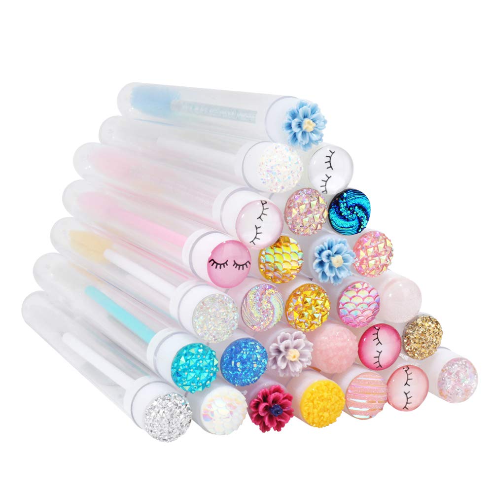 Disposable Mascara Brushes Diamond Eyelash Spoolies Makeup Brush Mascara Wand in Sanitary Tube Lash Supplies(20 Pcs, Mix)