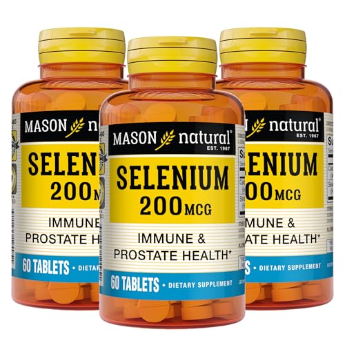Mason Natural Selenium 200 mcg - Antioxidant Supplement for Immune Support & Prostate Health, Essential Trace Mineral, 60 Tablets (Pack of 3)