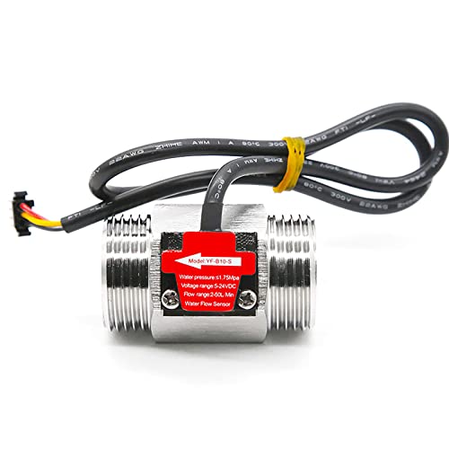 G1" BSP Male Thread Stainless Steel Water Flow Switch Hall Effect Sensor Flowmeter for Shower Water Heater