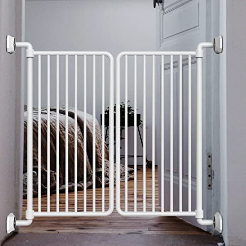 ICERO - Baby Gate Wall Protector - Protect Walls & Doorways from Pet & Dog Gates - for Child Pressure Mounted Stair Safety Gate- 4 Pack, White