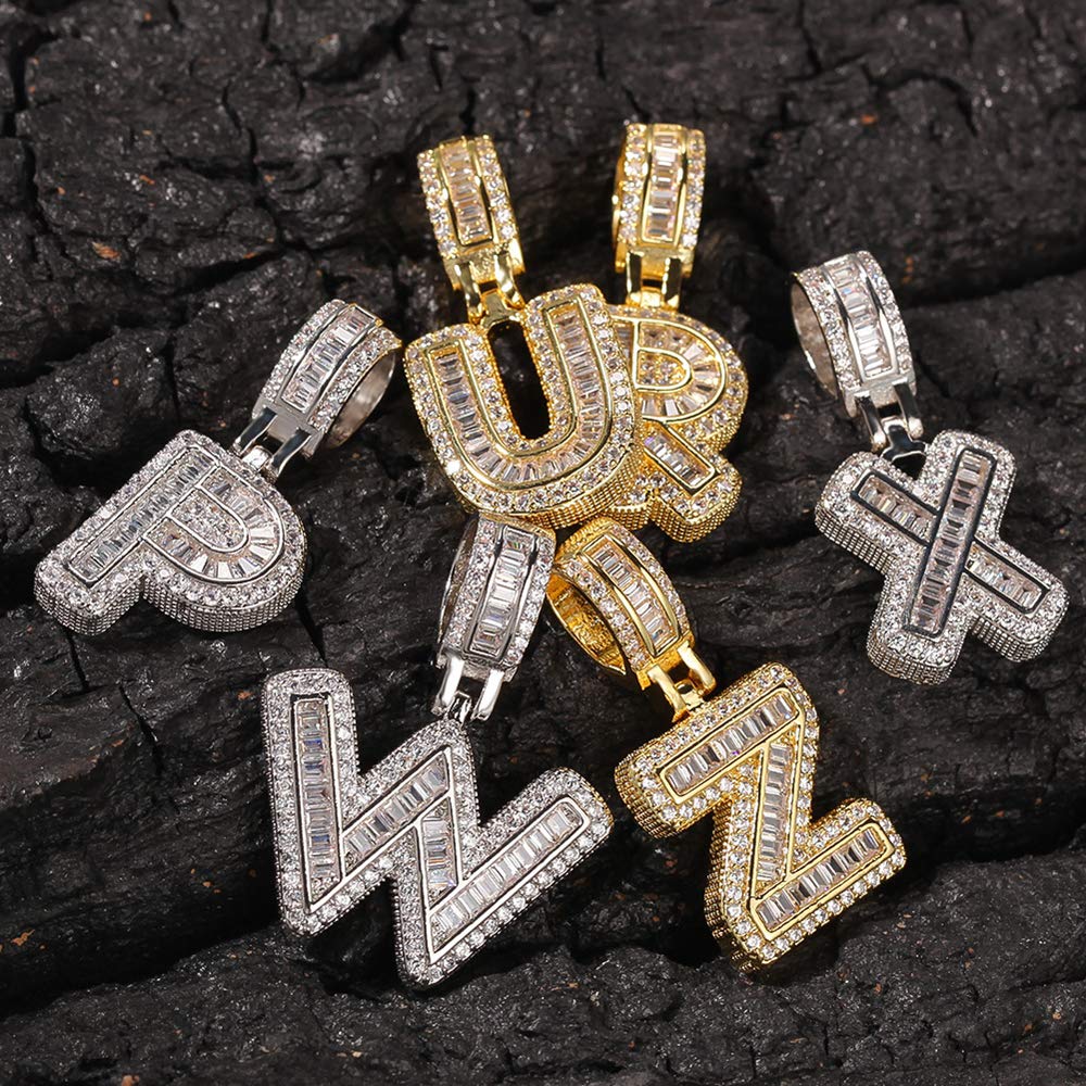 Custom Made Hip Hop Crystal Pendant Necklace Personalized Name Iced Out CZ Chain Silver Gold Copper Pendant wih Rope/Tennis Chain