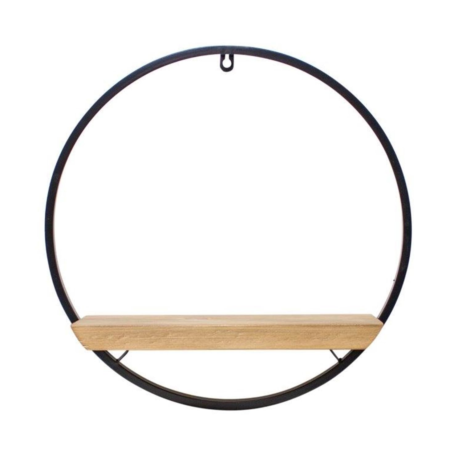 Maykoosh Wood Circle Shelf in Metal Frame 17.5" D