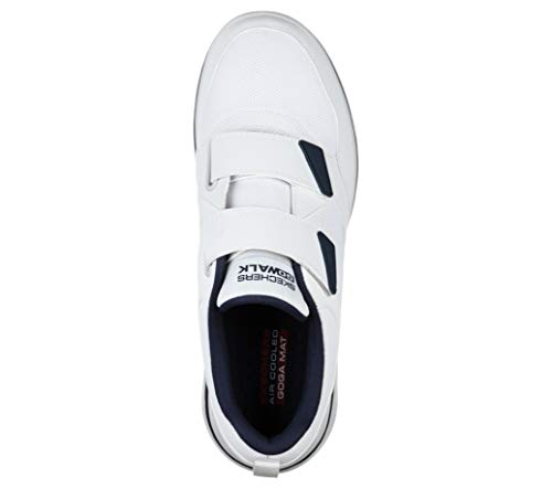 Skechers Men's Gowalk-Athletic Hook and Loop Walking Shoes | Two Strap Sneakers | Air-Cooled Foam, White/Navy, 13