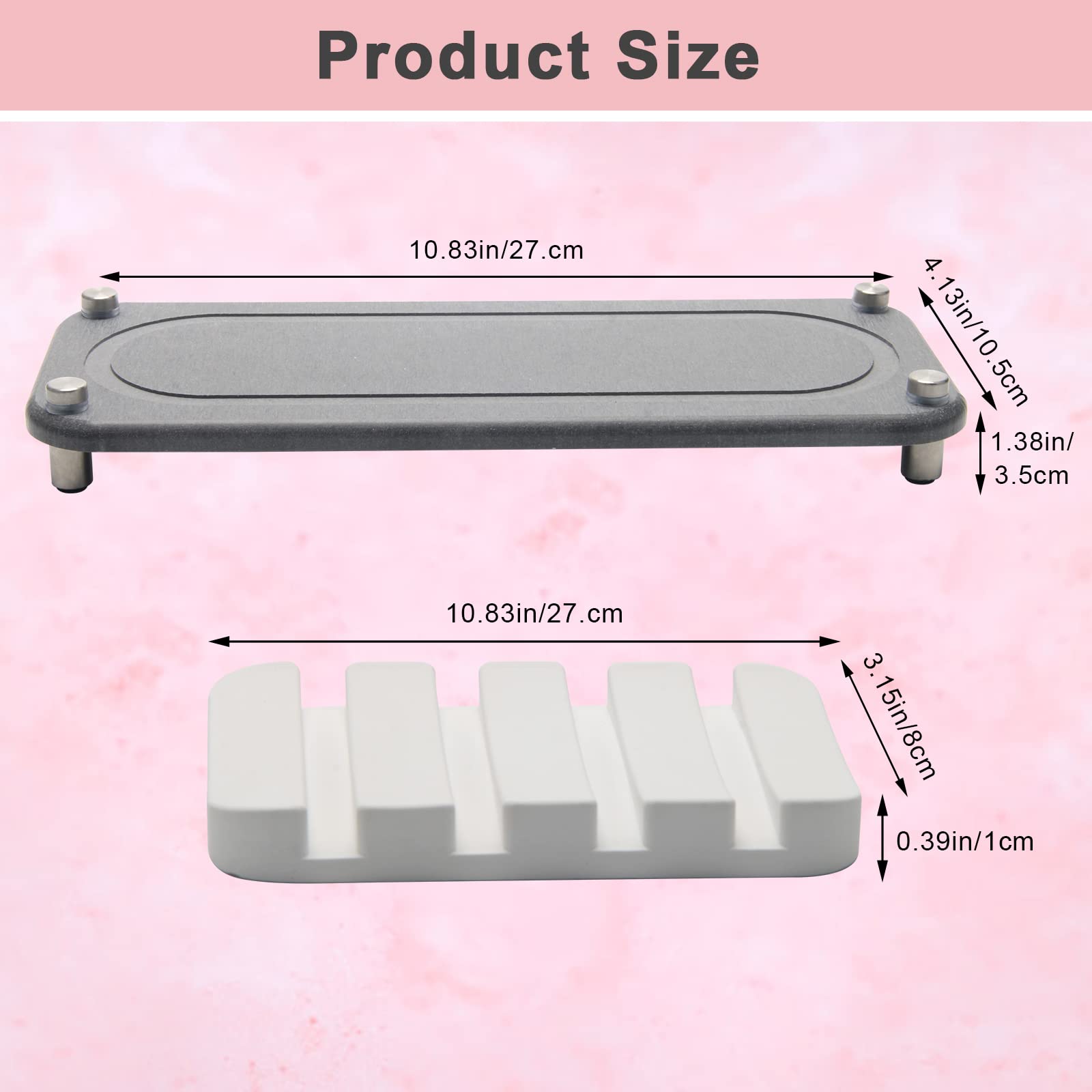 Coldairsoap Instant Dry Sink Organizer, kitchen Bathroom Sink Fast Drying Stone, Water Absorbing Stone Tray For Sink With 1Pcs Soap Rack(Grey)