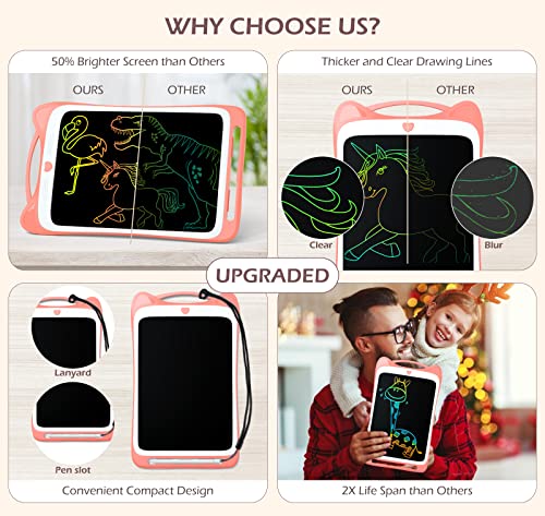 Jasonwell Kids Drawing Pad Doodle Board 12'' Colorful Toddler Scribbler Board Erasable LCD Writing Tablet Light Drawing Board Educational Learning Toys Gift for 2 3 4 5 6 7 8 Year Old Girls Boys