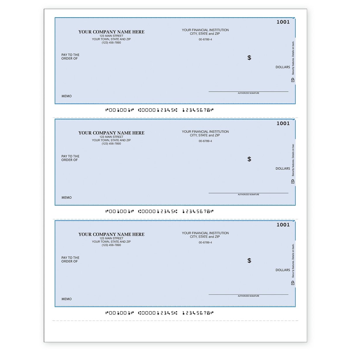 CheckSimple 3-Per-Page Business Checks, Unlined Checks - Compatible with Intuit QuickBooks Software (250 Qty) - Custom